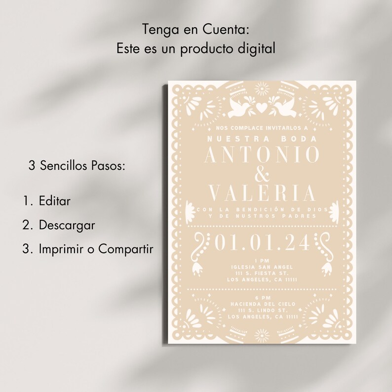 Papel Picado Wedding Invitation Invite, Editable Digital Printable ...