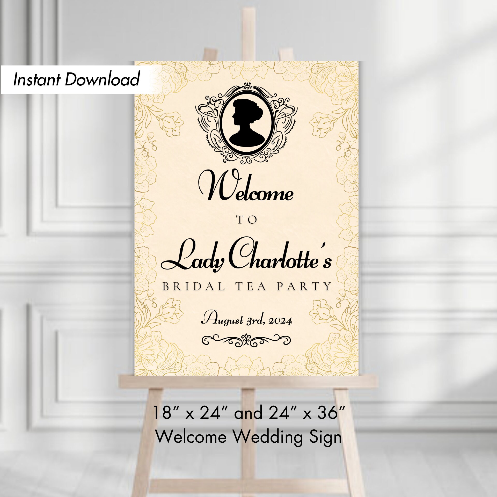 Bridgerton Inspired Bridal Shower Welcome Sign, Editable Digital ...
