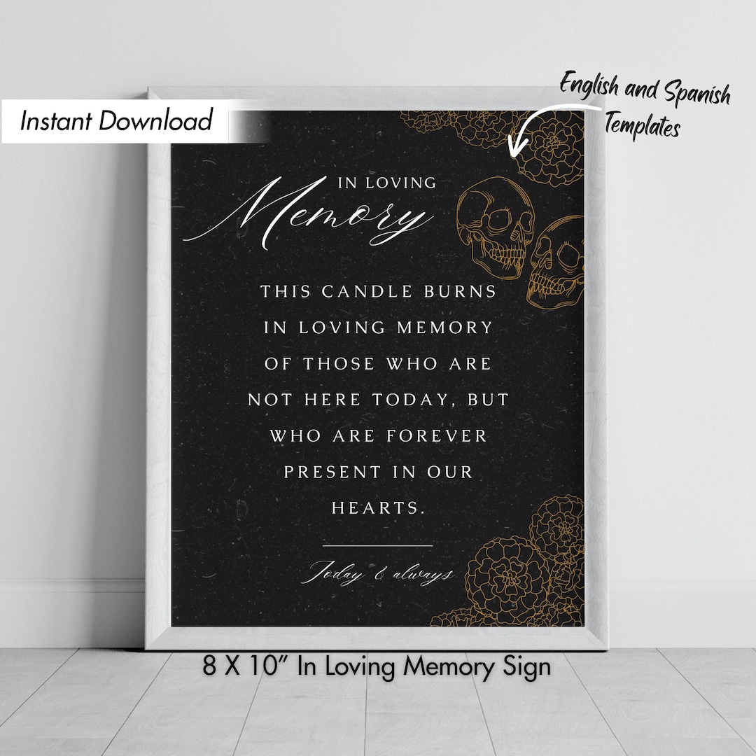 Day of the Dead in Loving Memory Sign, Día De Los Muertos, Editable ...