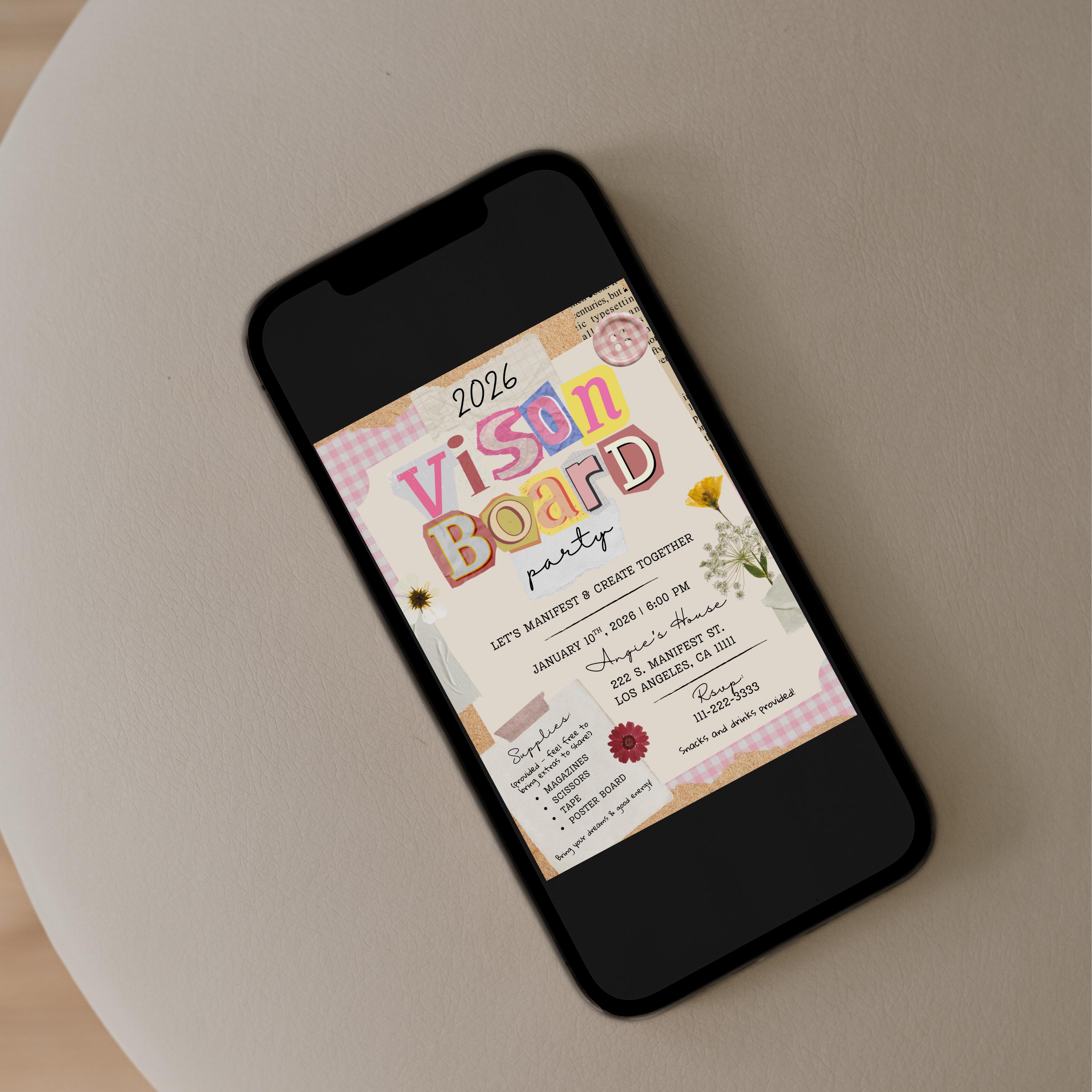 Cottagecore Vision Board Party Invitation | New Year Gathering Invite ...