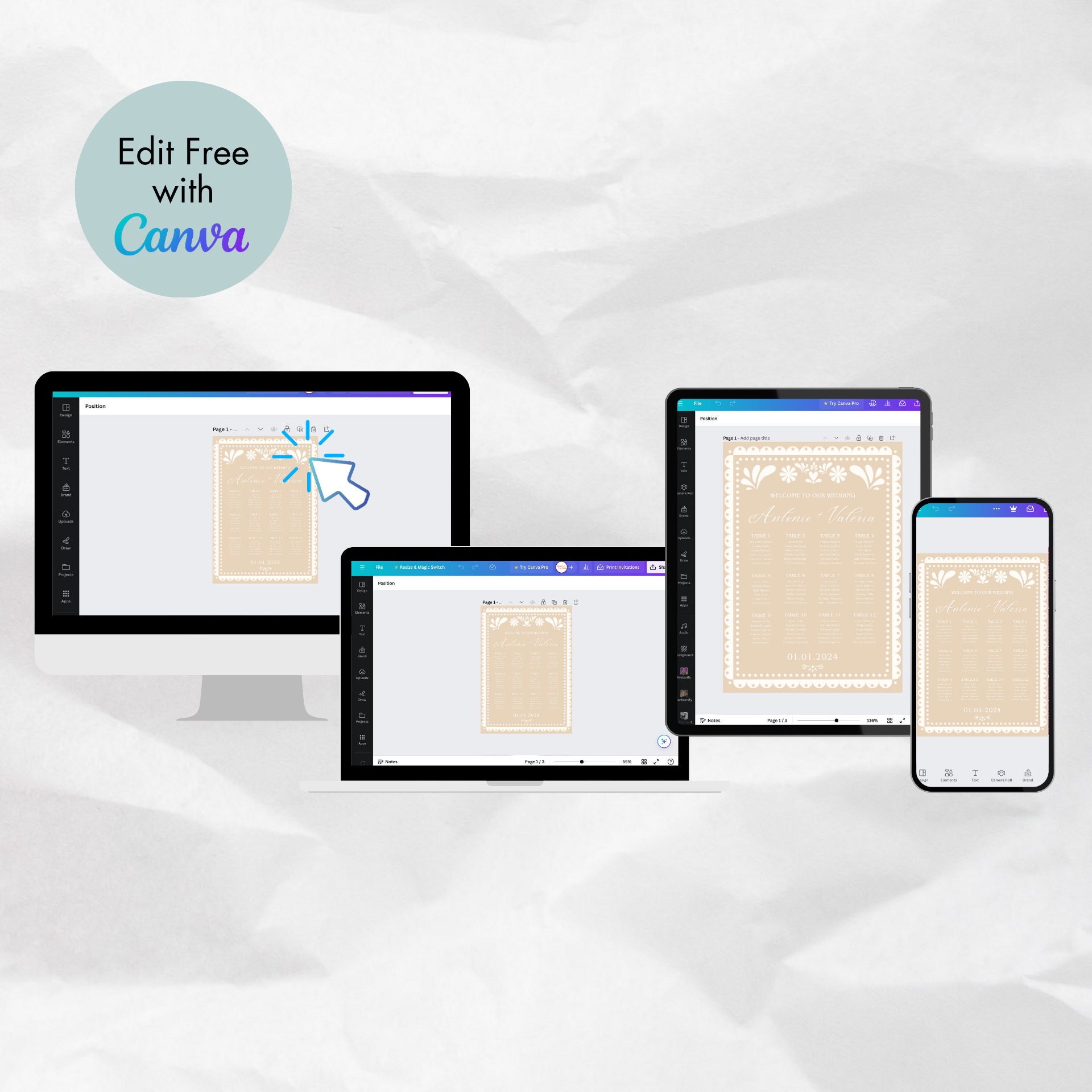 Papel Picado Wedding Seating Chart Sign, Editable Digital Printable ...