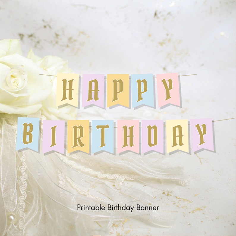 Vintage Princess Birthday Party Printable Happy Birthday Banner, Disney ...