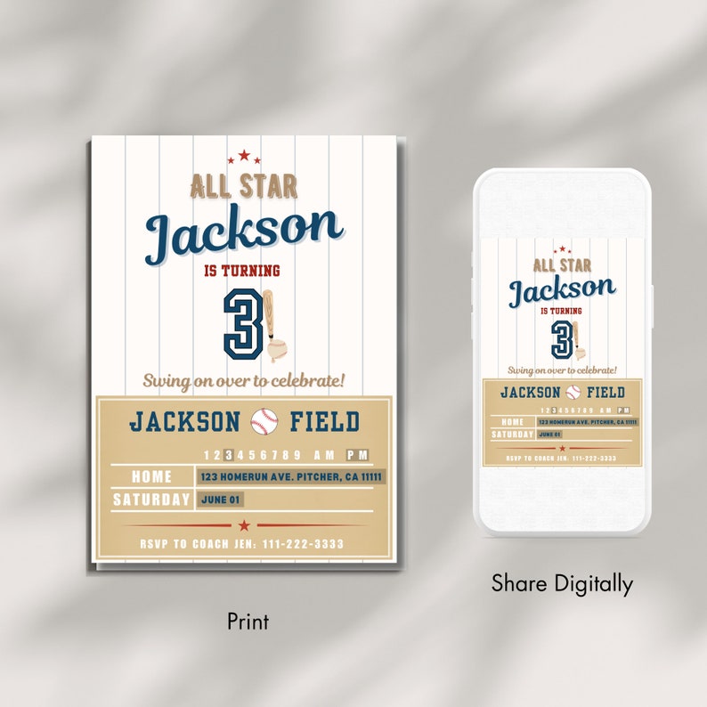 All Star Baseball Birthday Party Invitation, MVP Scoreboard Vintage ...