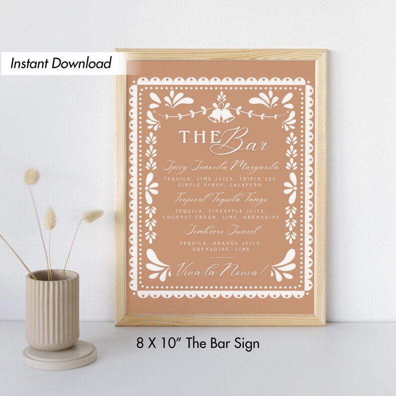 Papel Picado Bar Signature Drinks Sign, Mexican Bridal Shower Fiesta ...