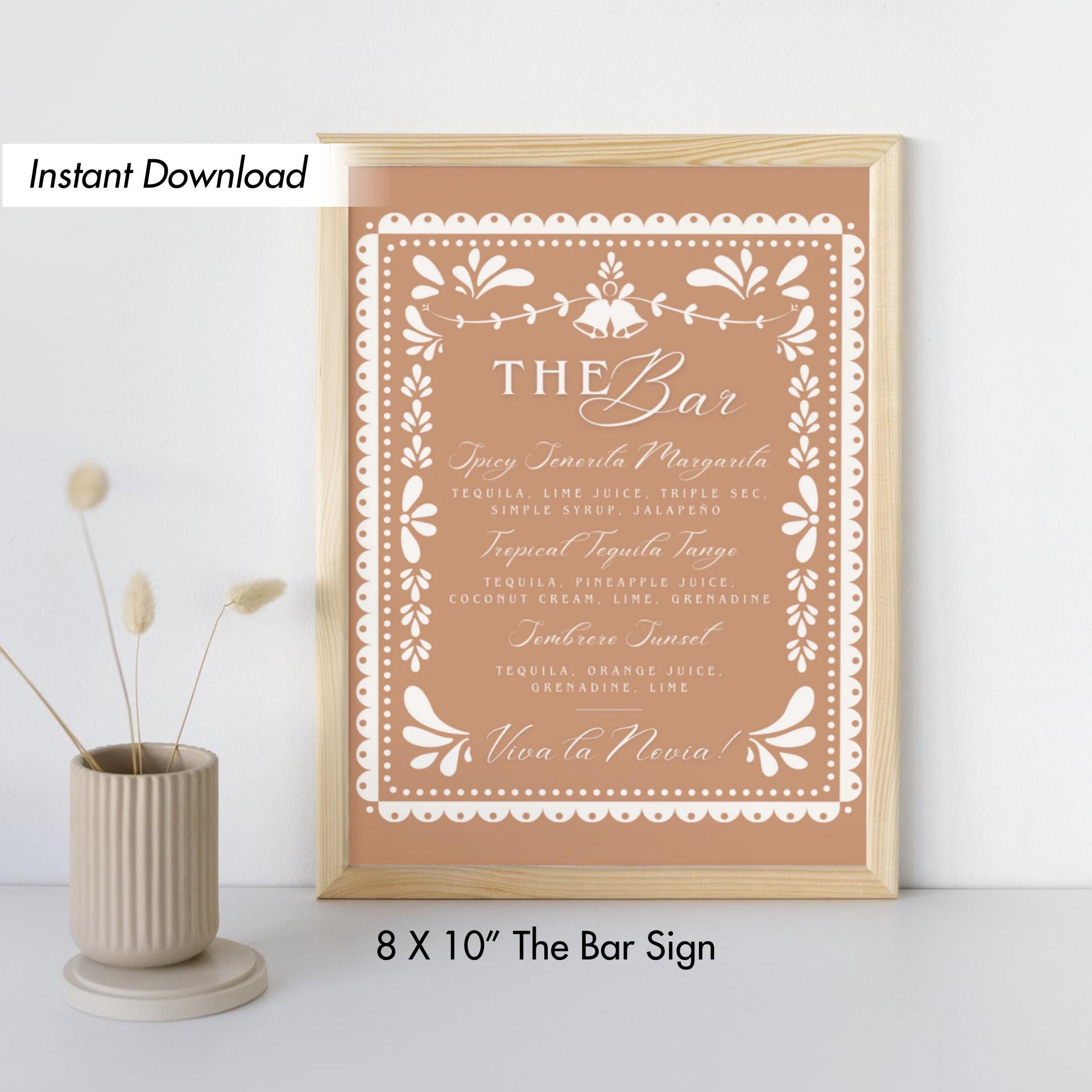 Papel Picado Bar Signature Drinks Sign, Mexican Bridal Shower Fiesta ...