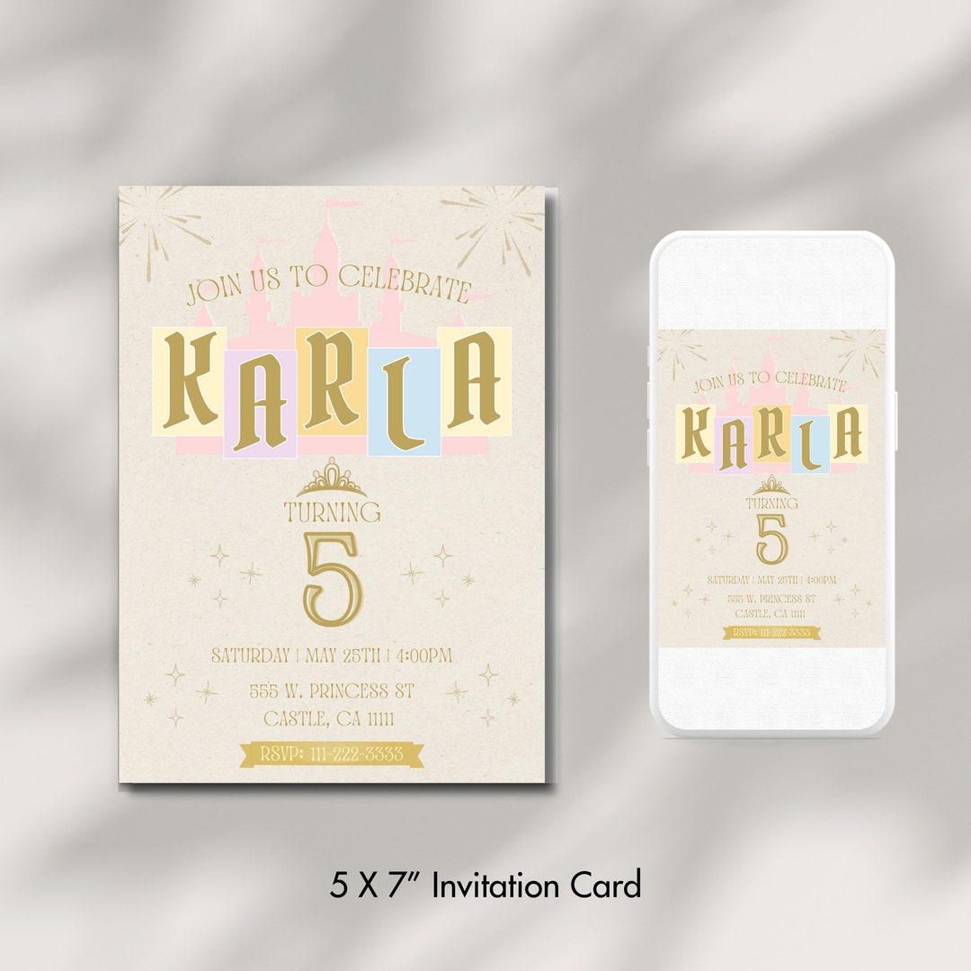 Happiest Birthday on Earth Princess Girl Birthday Party Invitation ...