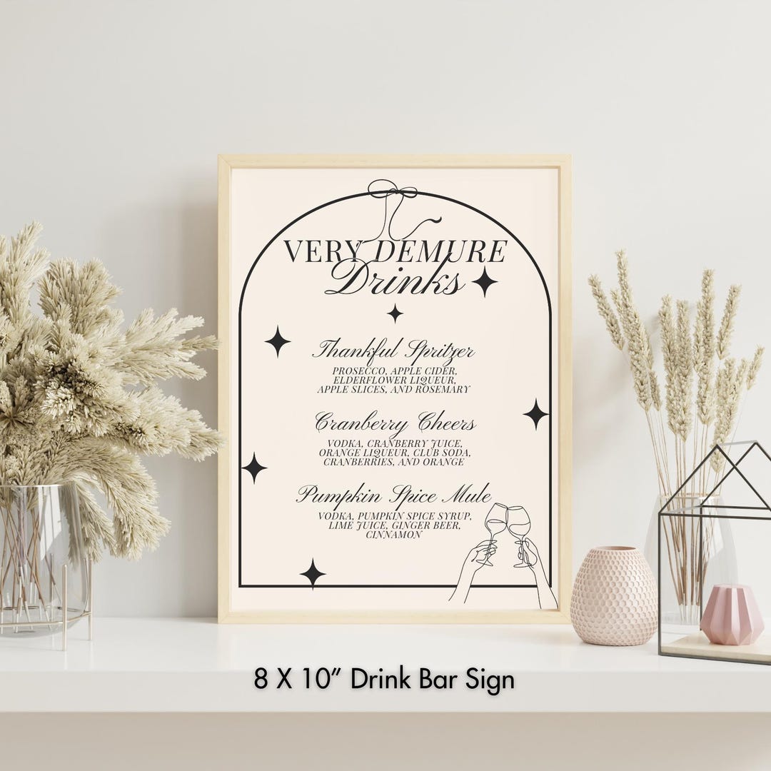 Very Demure Christmas Drink Menu Bar Sign, Friendsmas Dinner Party ...