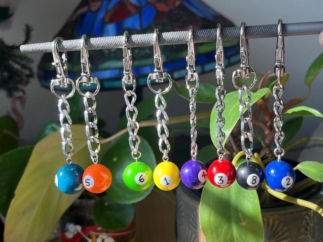 Billiard Ball Keychain / 8 Ball Keychain / Pool Ball Keychain / Unique ...