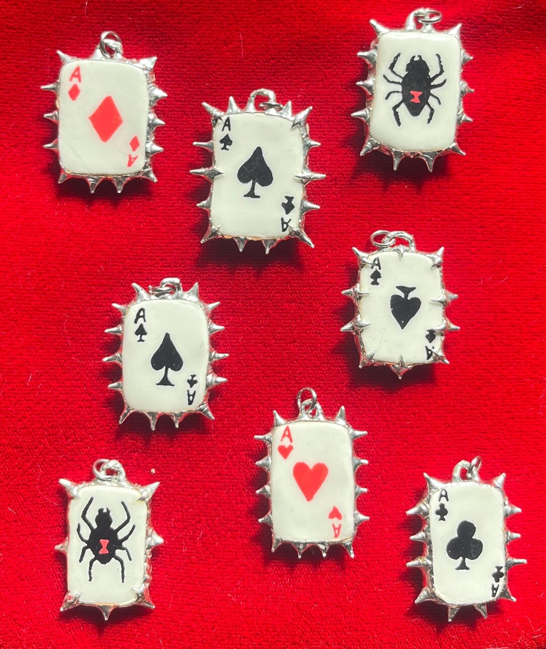 Soldered Playing Card Pendant Necklaces / Spider Pendant Necklace ...