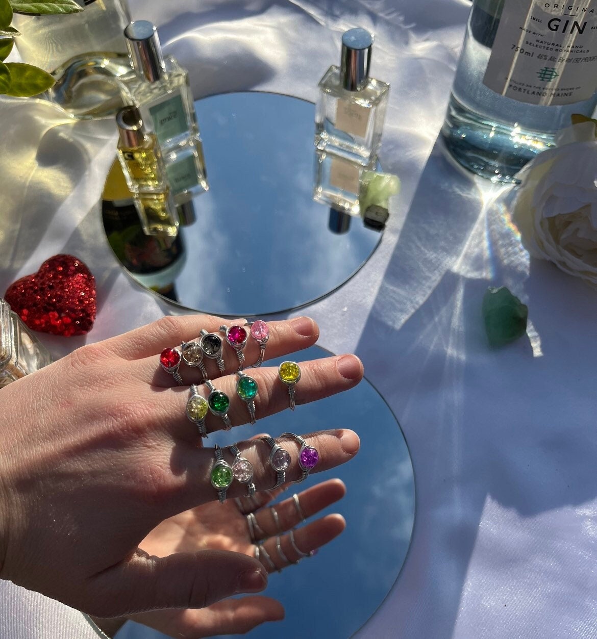 Simple Colorful Ring / Silver Rings / Stackable Rings / Ring Set ...