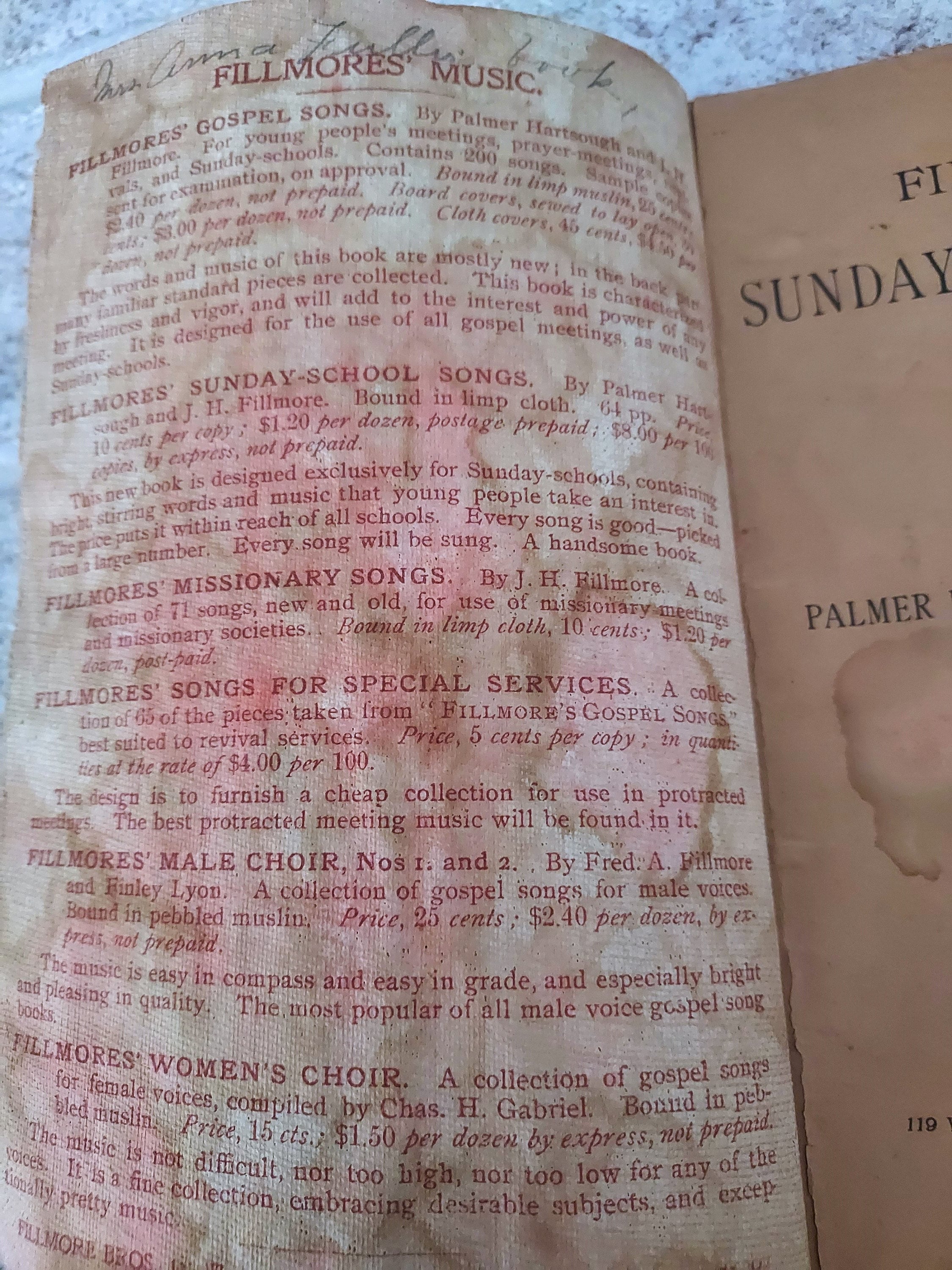Antique Hymnal Book | 1898 Sunday School Book | Vintage Christian ...