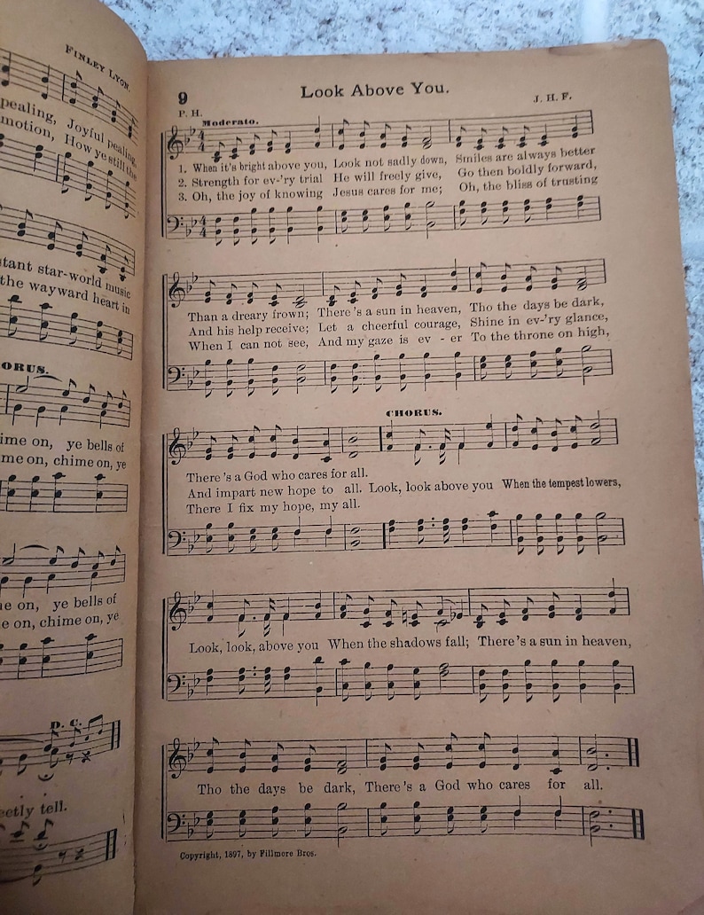 Antique Hymnal Book | 1898 Sunday School Book | Vintage Christian ...