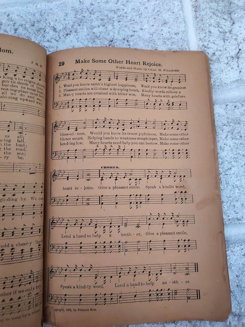 Antique Hymnal Book | 1898 Sunday School Book | Vintage Christian ...