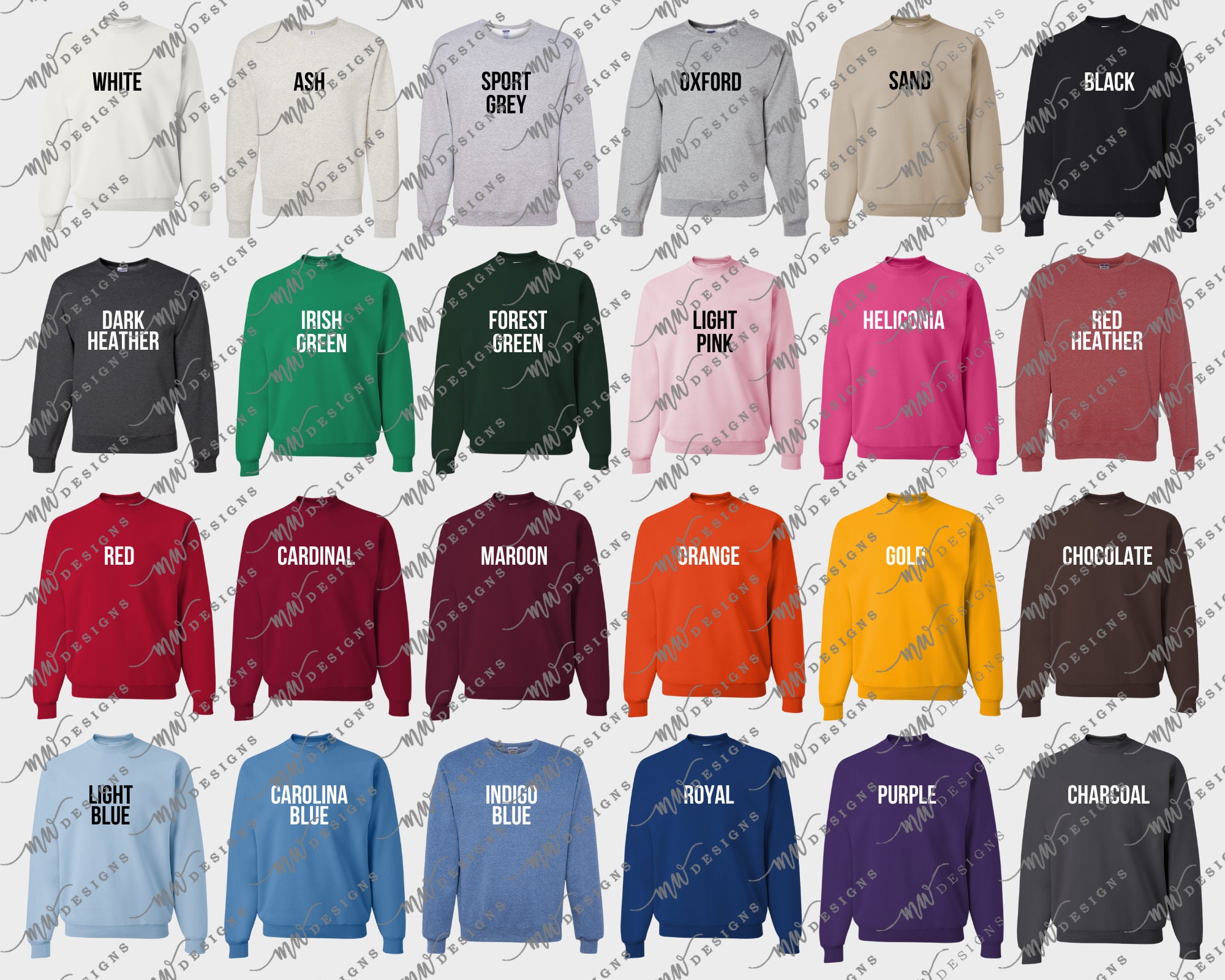 Jerzees 562MR Color + Size Chart | EDITABLE Canva Template | 562MR ...