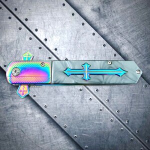 Collectible Pink Cross 9” Cute Pocket Knife. Spring Assisted Open ...