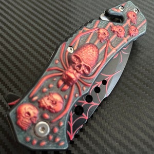 8.5” Red Spider Tactical Spring Assisted Open Blade Folding Pocket ...