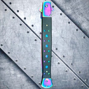 Collectible Extra Large Rainbow Spring Assisted Open Blade EDC Folding ...