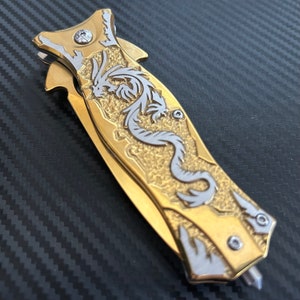 8 Blue Dragon Sculptured Tactical Spring Assisted Open Blade Folding ...