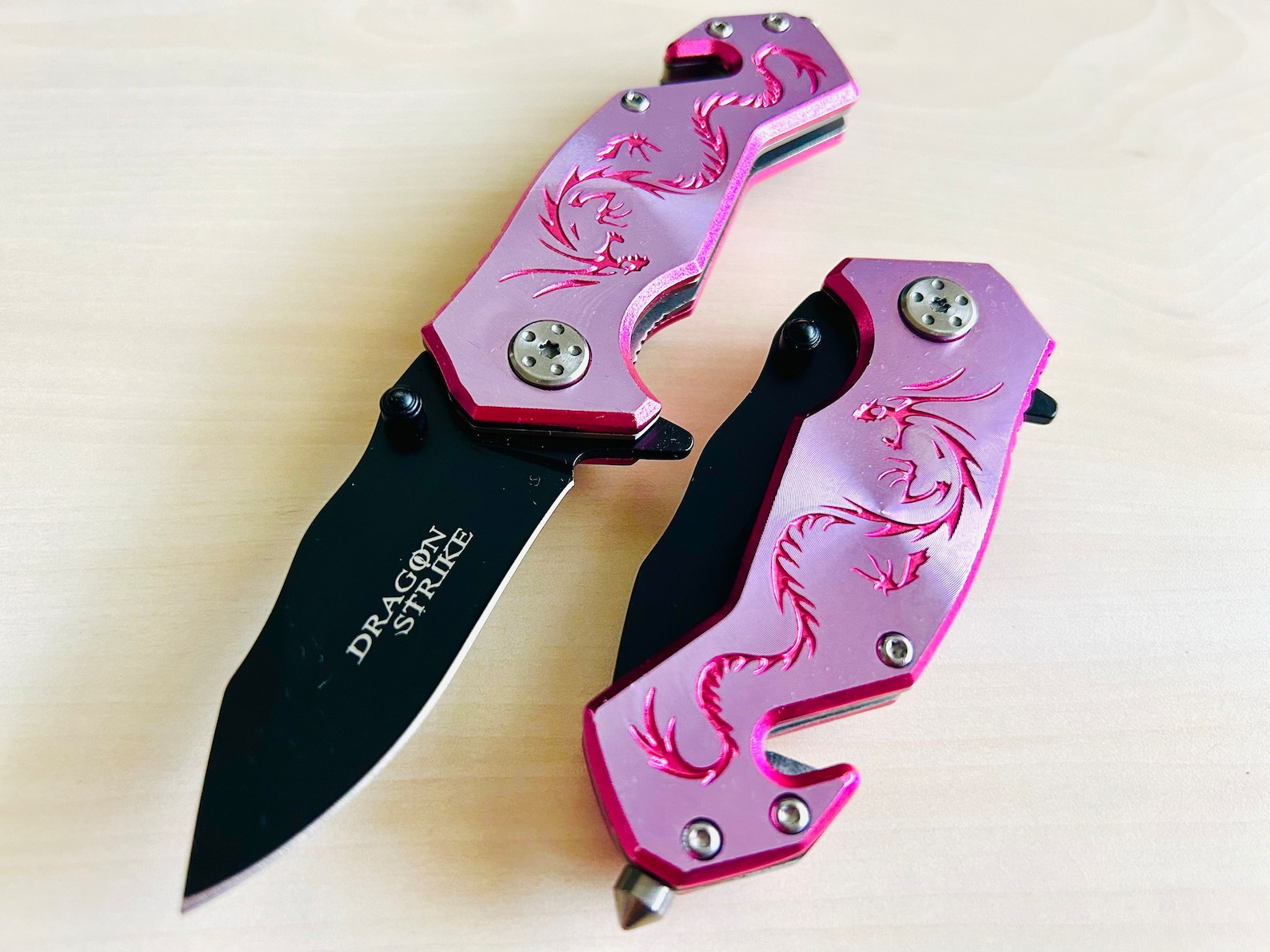 6 Pink Dragon Mini Cute Knife Spring Assisted Open Blade Folding Pocket ...