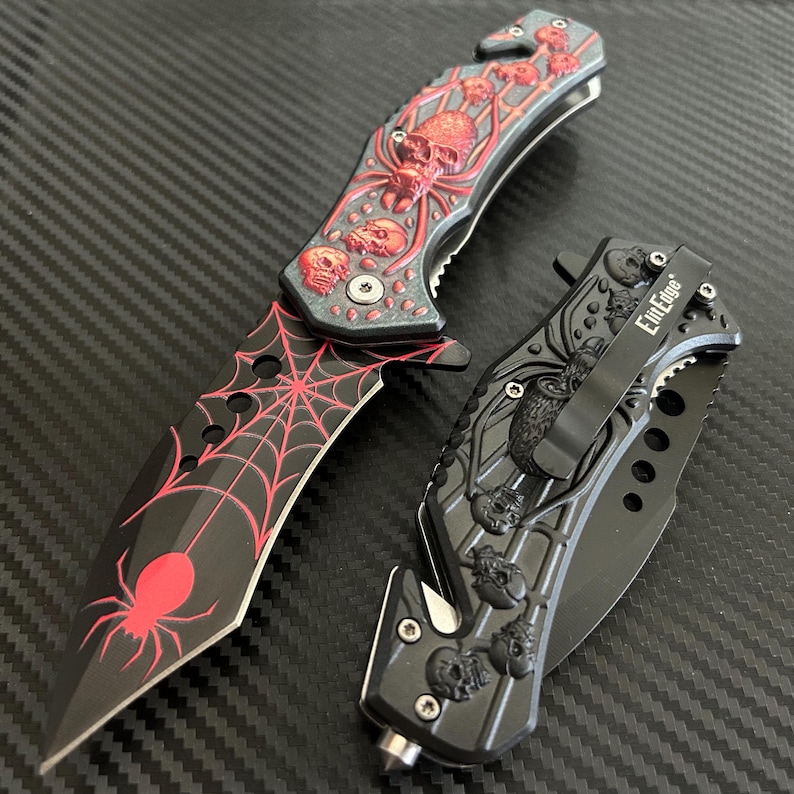 8.5” Red Spider Tactical Spring Assisted Open Blade Folding Pocket ...