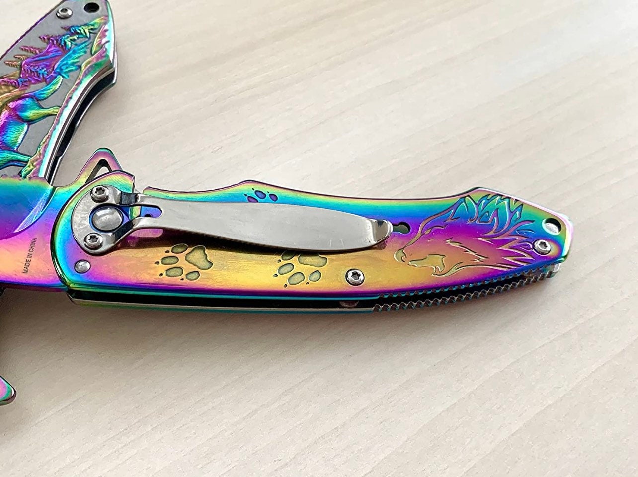 8 Rainbow Wolf Tactical Spring Assisted Open Blade Folding - Etsy