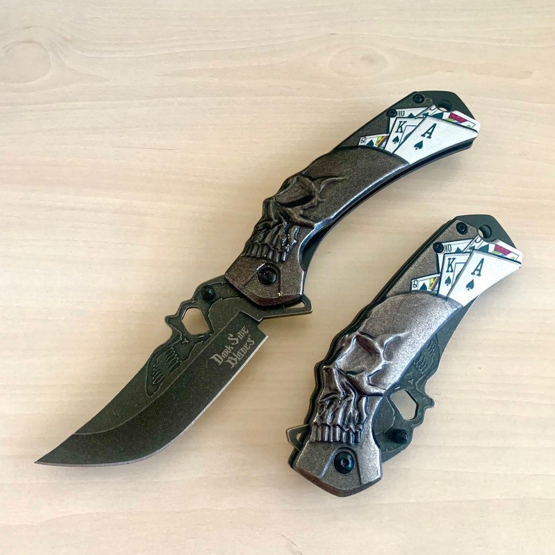 8.75 Skull Cool Knife Assisted Folding Pocket Knife With 3D Printing ...