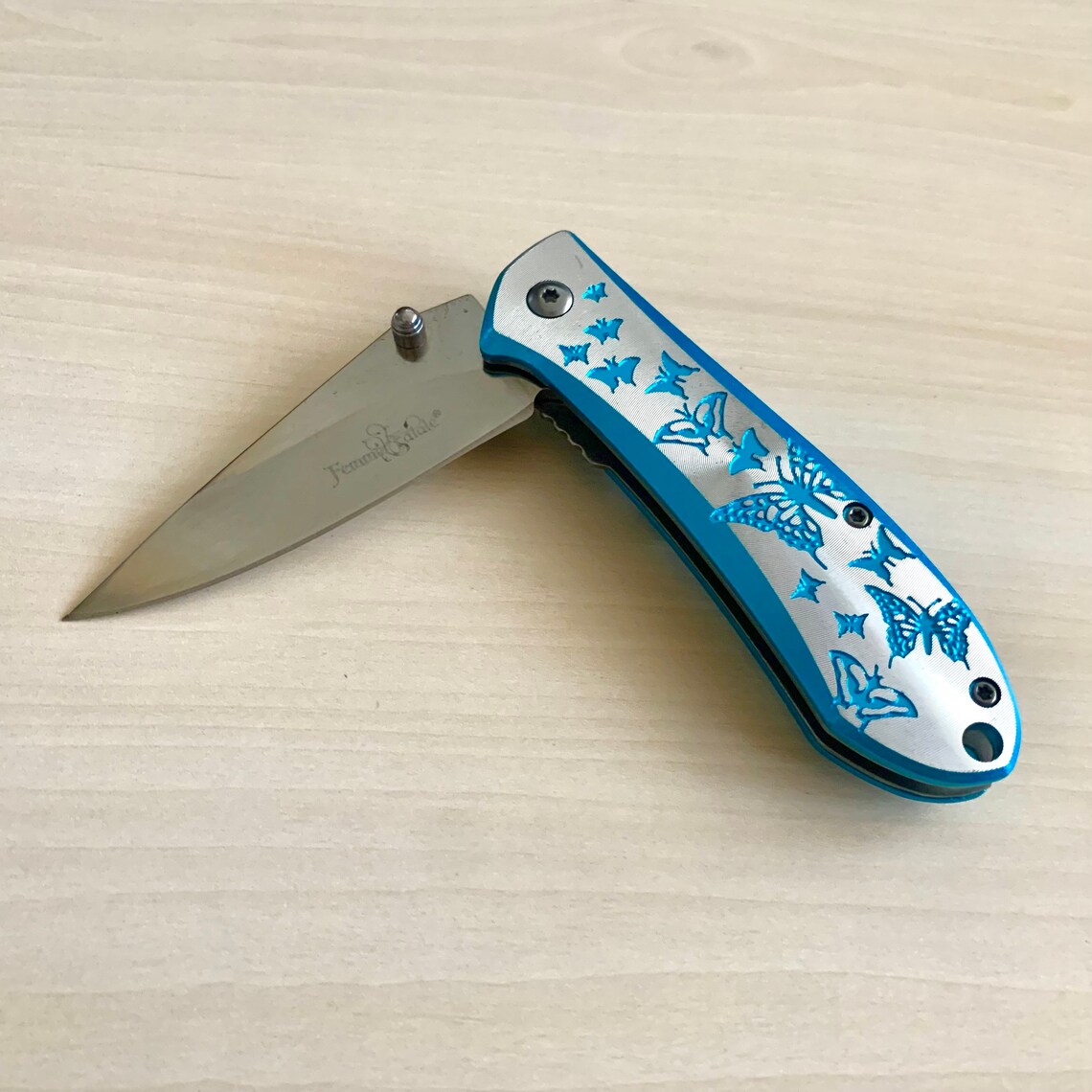 Blue Cute Knife 6.75 Tactical Spring Assisted Folding Pocket - Etsy