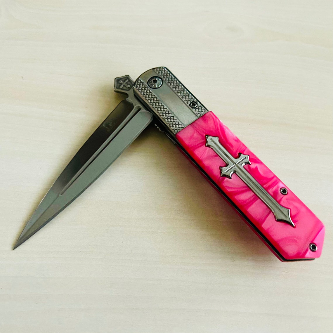 9 Pink Cross Cute Knife Spring Assisted Open Folding Knife. - Etsy