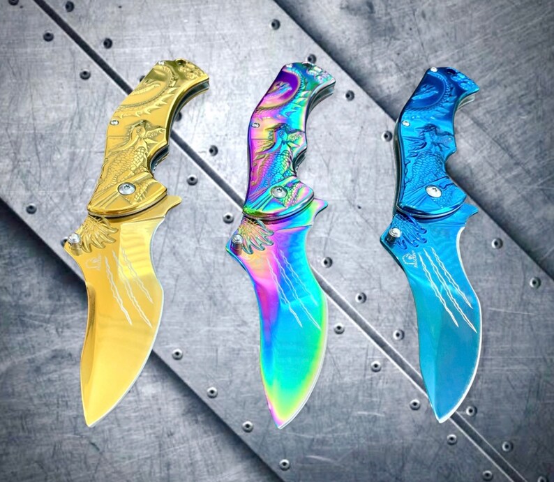 Blue Dragon 3D Sculpture Tactical Spring Assisted Folding - Etsy