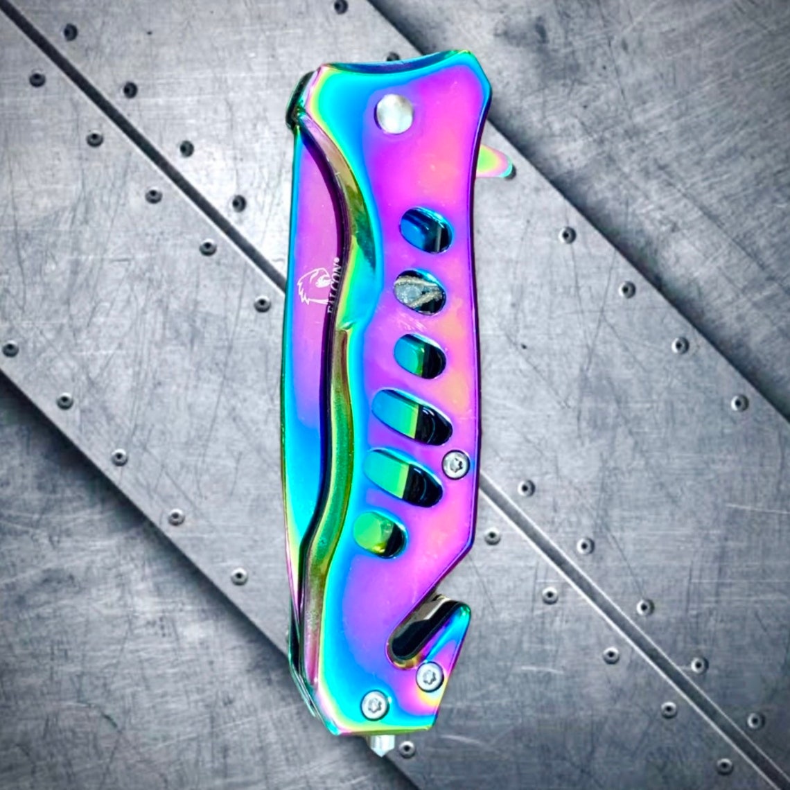 6.75 Rainbow Coated Tactical Spring Assisted Open Blade - Etsy