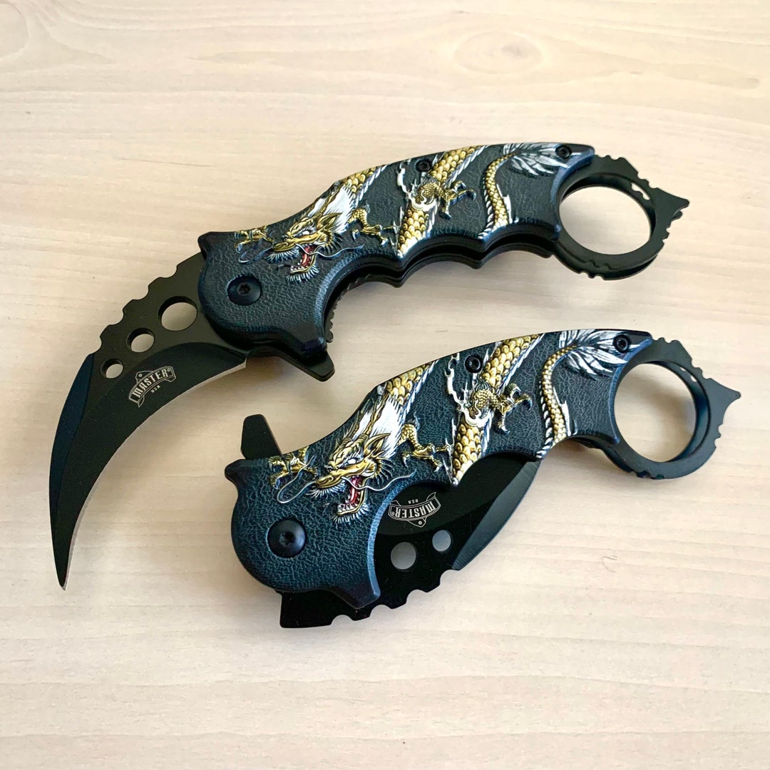 7” Dragon Karambit Knife Spring Assisted Open Blade Folding Pocket ...
