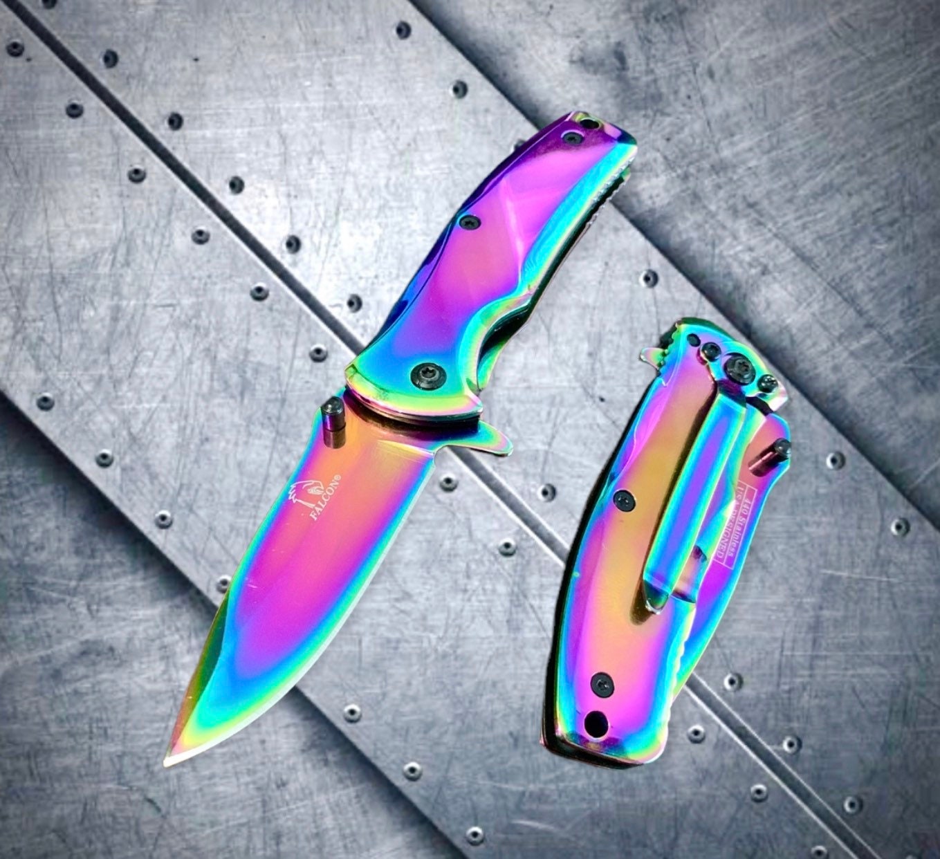 Rainbow Titanium Small 6 Pocket Knife. Spring Assisted Open - Etsy