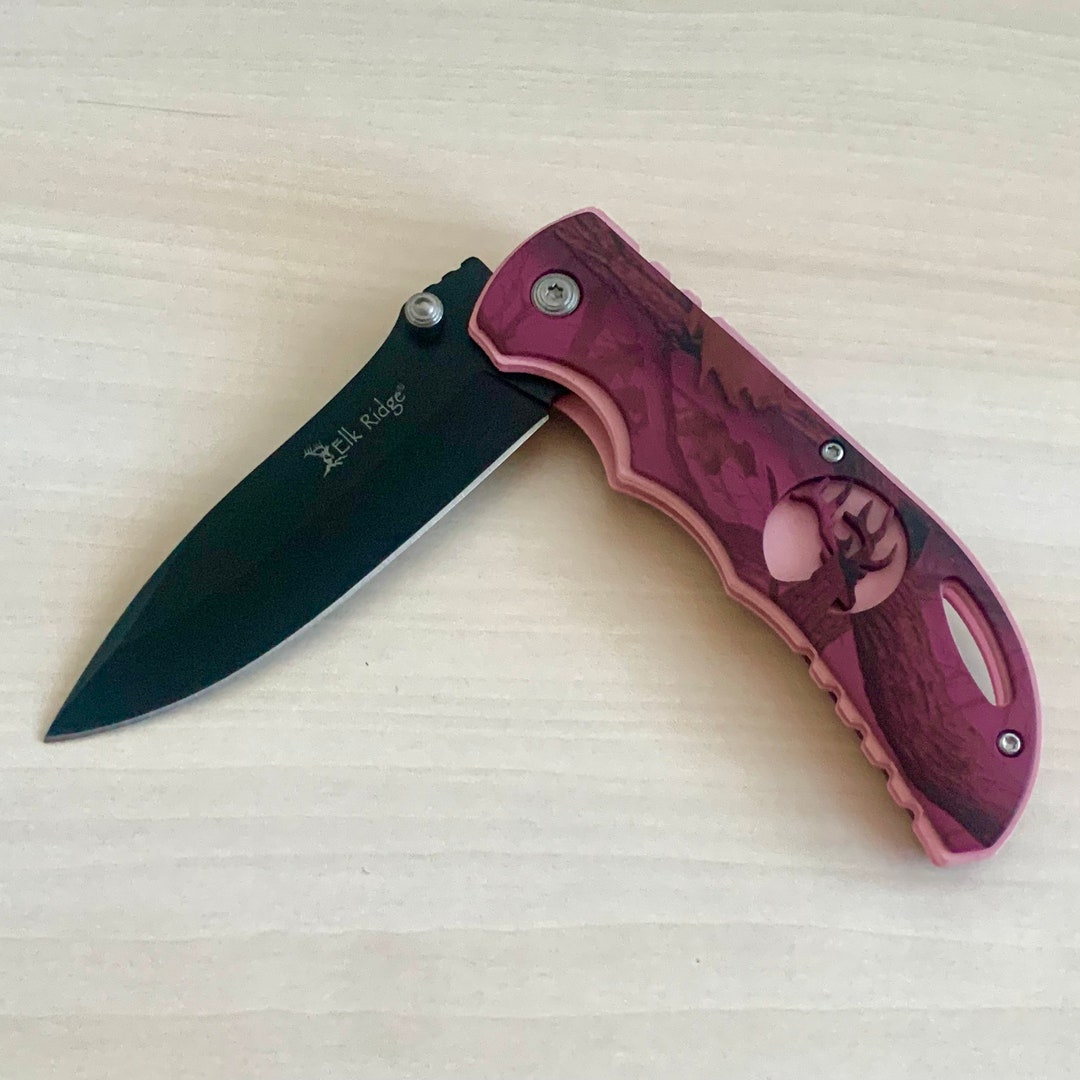 8” Pink Knife Cool Knife Assisted Folding Pocket Knife With Elk ...