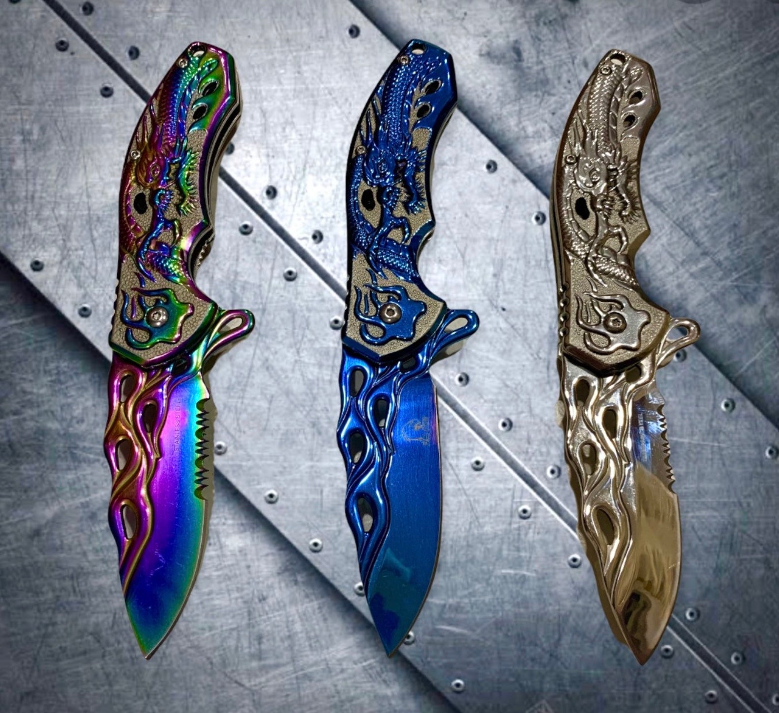 Collectible Dragon Knife Color Coated Sculpture 8 Tactical - Etsy