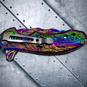Collectible Dragon Knife Color Coated Sculpture 8” Tactical Spring ...