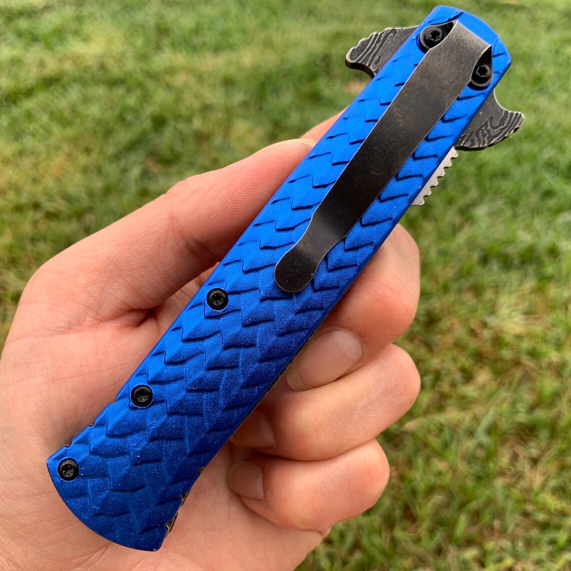 8.75 Dragon Engraved Blue Cool Knife Tactical Spring Assisted - Etsy