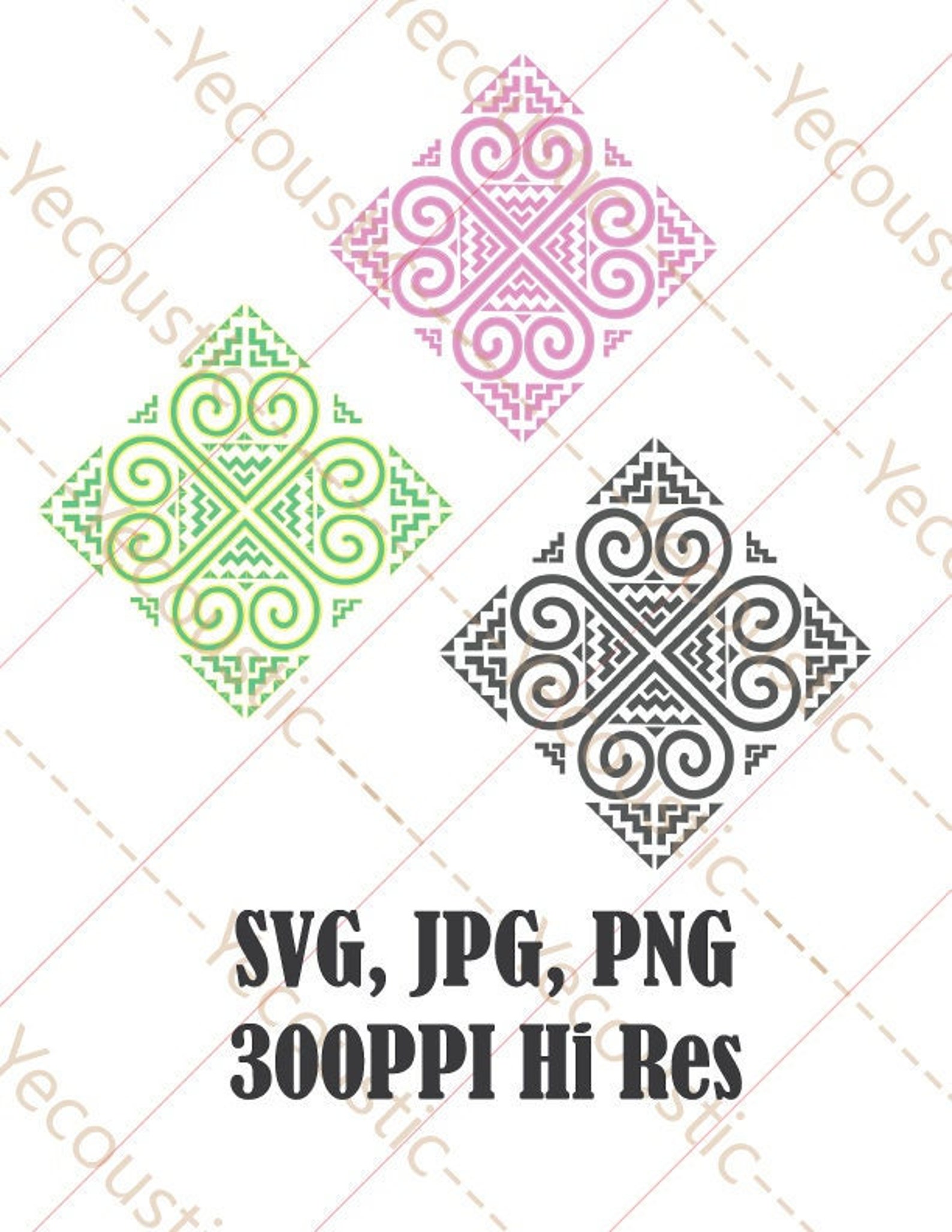 Heart Tile Design // Hmong Design // SVG PNG JPEG // - Etsy