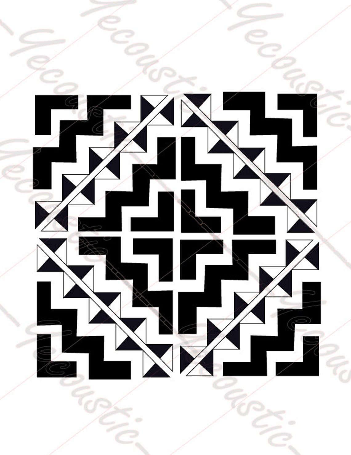 Hmong Lotus Design (paj Ntaub) Black and White - Etsy