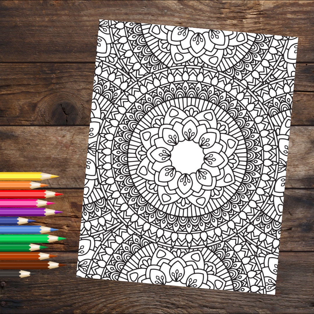 Mandela Coloring Page, Printable Adult Coloring Book Page, Geometric ...