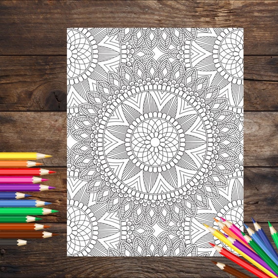 Mandela Geometric Coloring Book Page Printable Coloring Book | Etsy