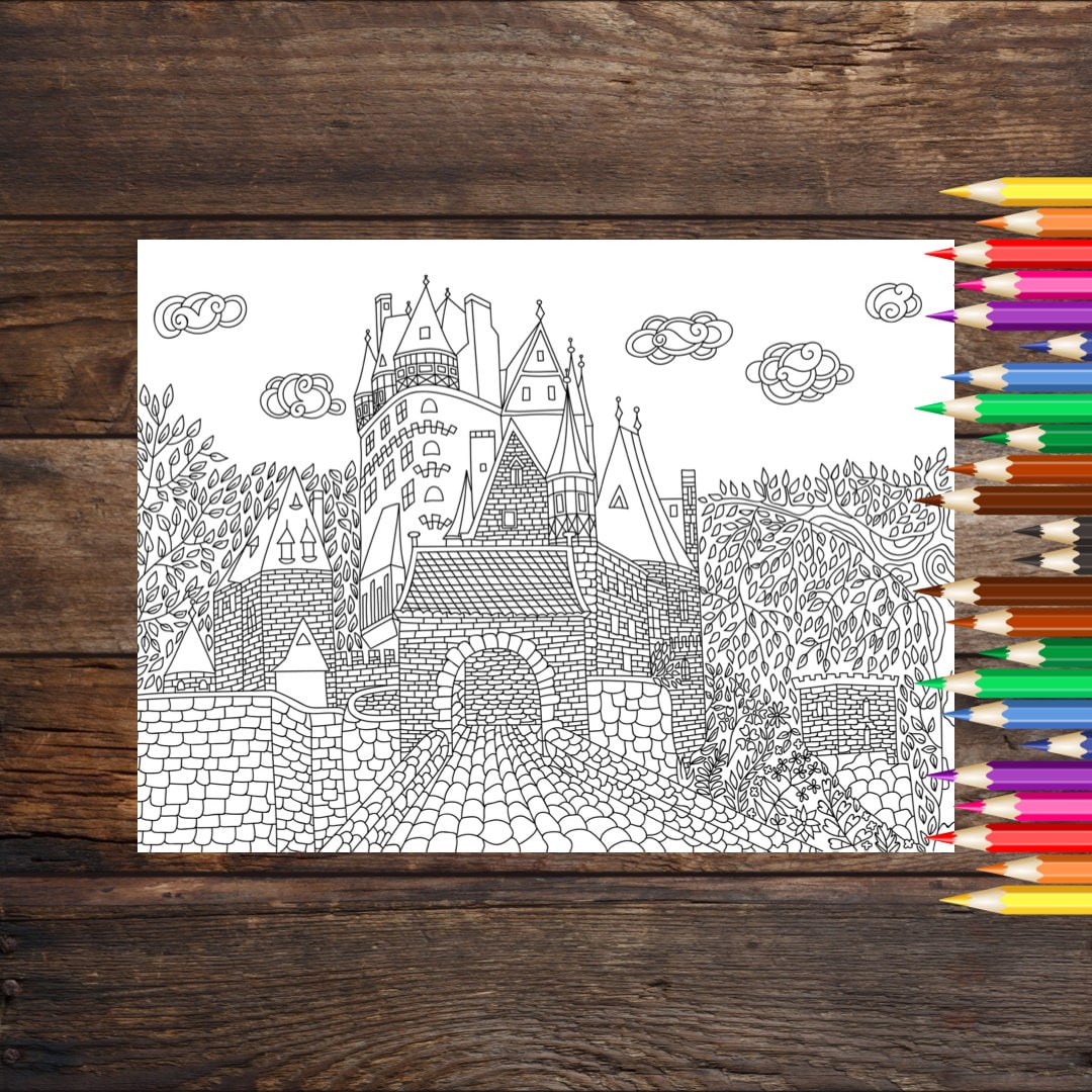 Eltz German Castle Coloring Page, Travel Coloring Sheet, Castle ...