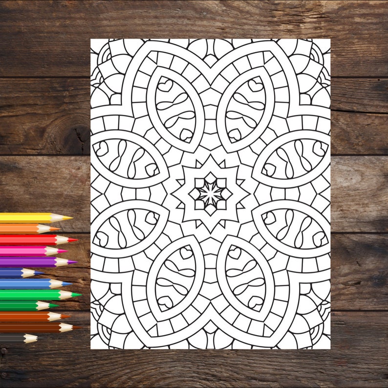 Mandela Geometric Coloring Page, Stress Relief Adult Coloring Book Page ...