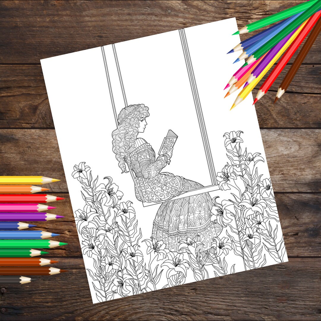 Princess Coloring Page, Fairy Tale Coloring Book Sheet, Printable ...