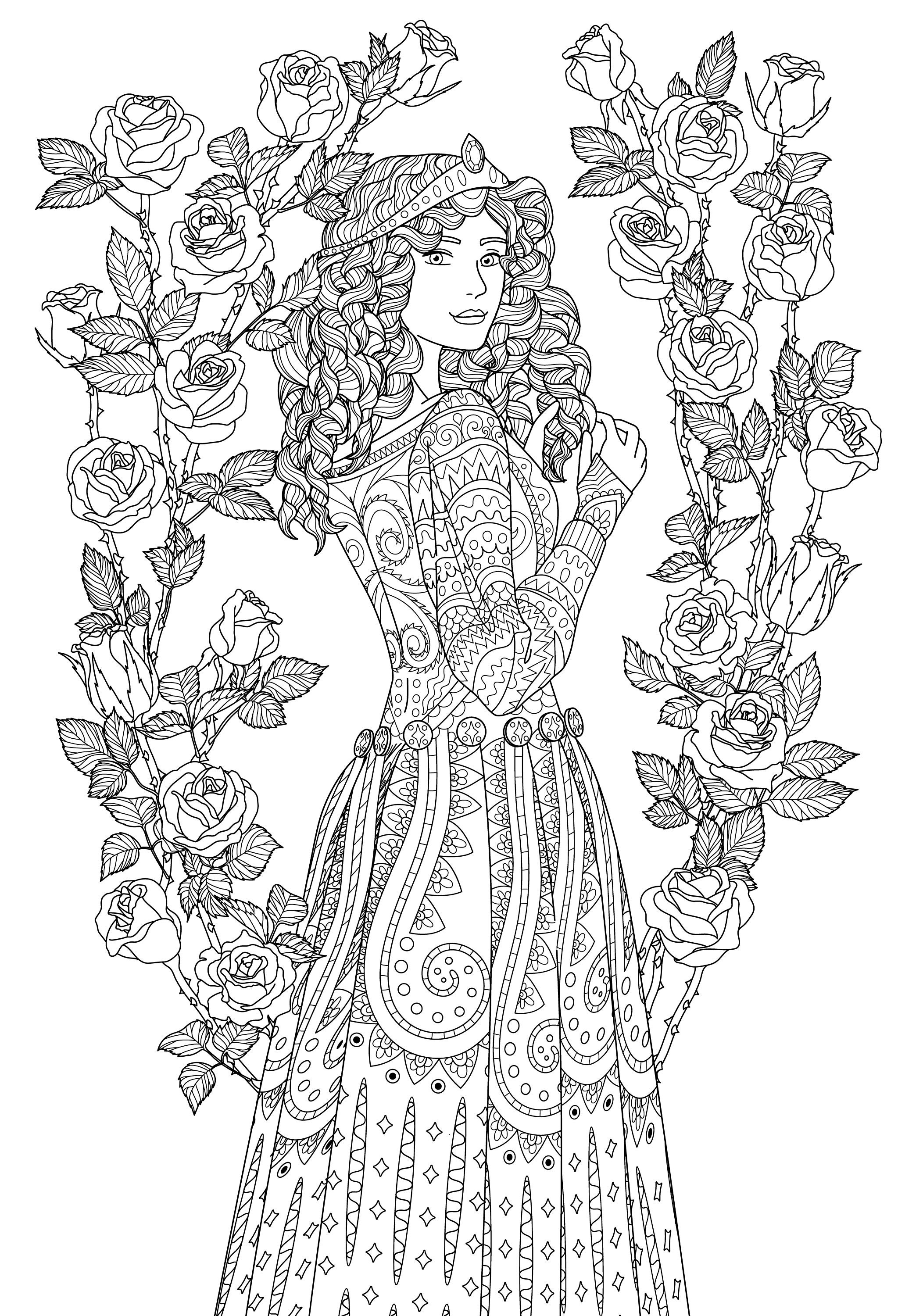 Princess Coloring Page, Fairy Tale Coloring Sheet, Downloadable ...