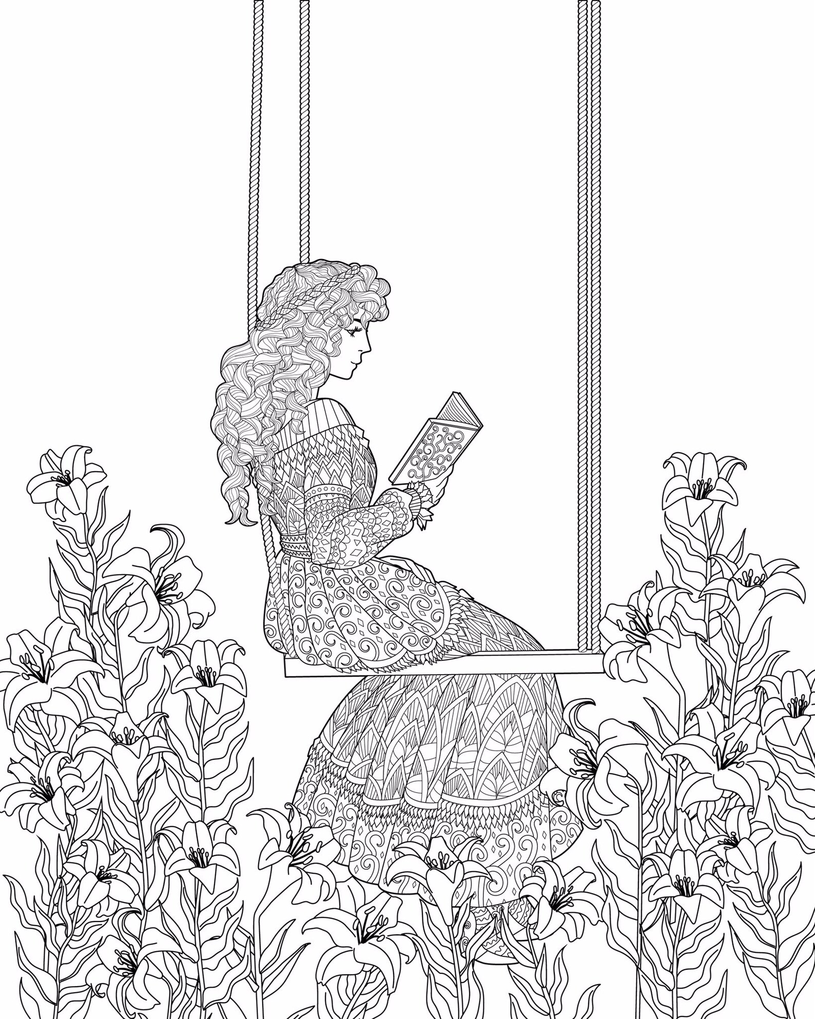 Princess Coloring Page, Fairy Tale Coloring Book Sheet, Printable ...