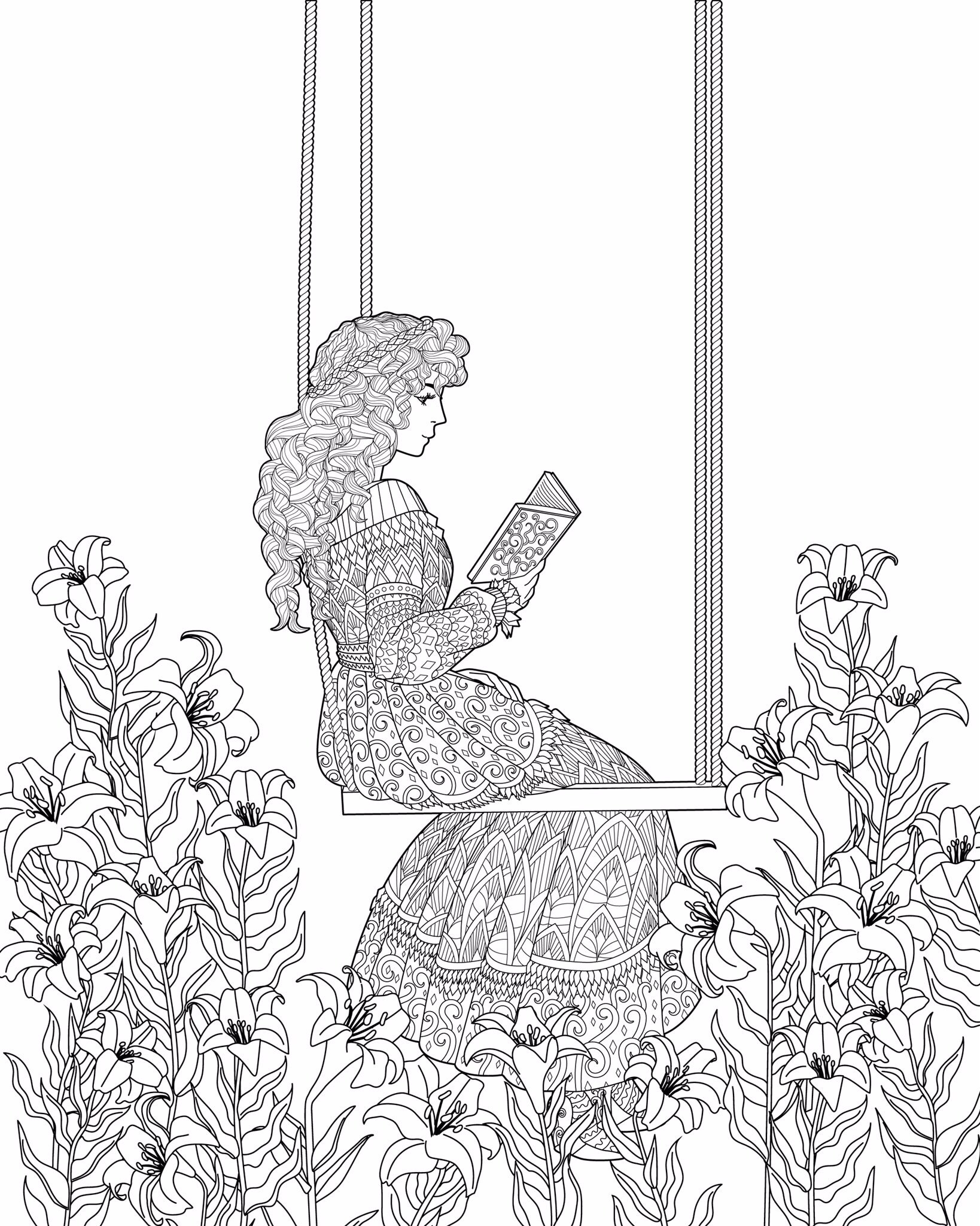 Princess Coloring Page, Fairy Tale Coloring Book Sheet, Printable ...
