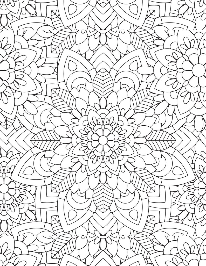 Geometric Mandela Coloring Book Printable, Coloring Book Page for ...