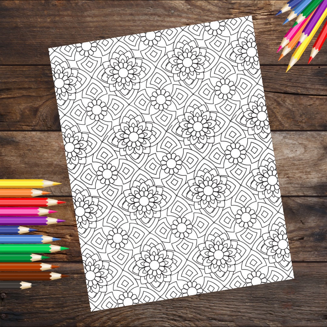 Geometric Coloring Book Page, Mandela Coloring Page, Printable Adult ...