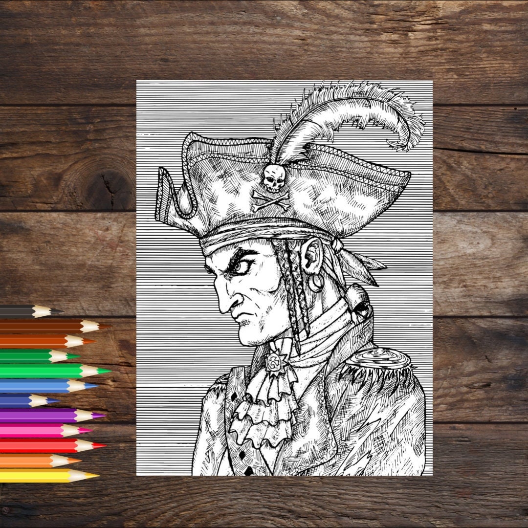 Pirate Coloring Book Page, Adult Coloring Page, Printable Coloring ...