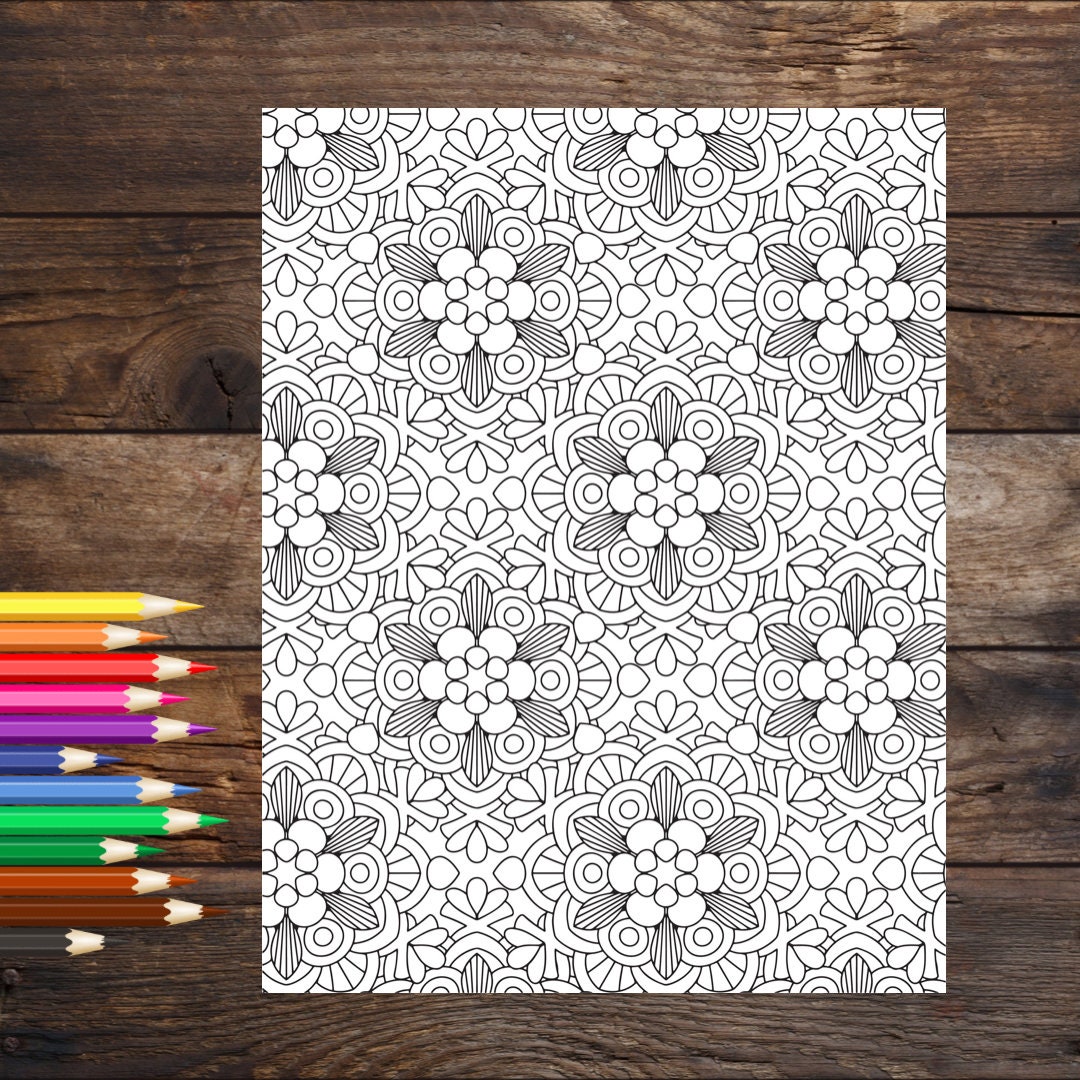 Geometric Coloring Book Page, Printable Adult Coloring Book Sheet - Etsy
